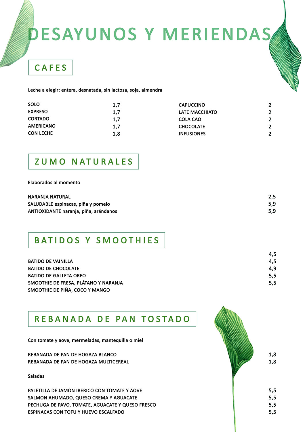 Desayunos y meriendas – Bamba restaurante